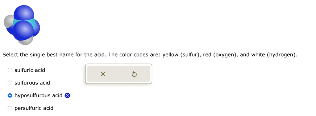 Select the single best name for the acid. The color codes are: yellow ...