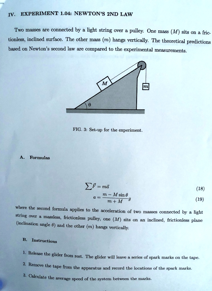 iv experiment 104 newtons 2nd law two masses are connected by light ...