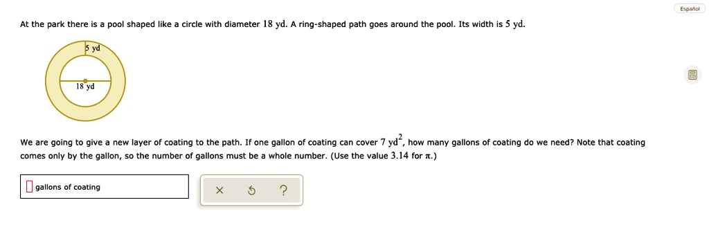 at the park there pool shaped like circle with diameter 18 yd ring ...