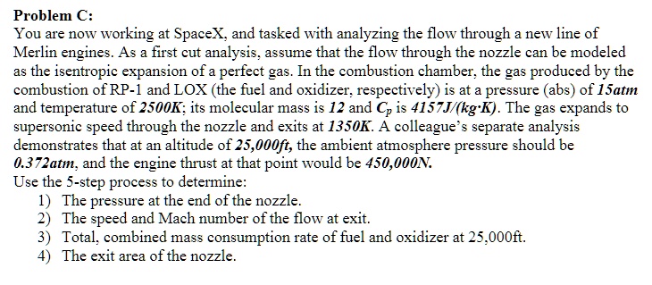 problem c you are now working at spacex and tasked with analyzing the ...