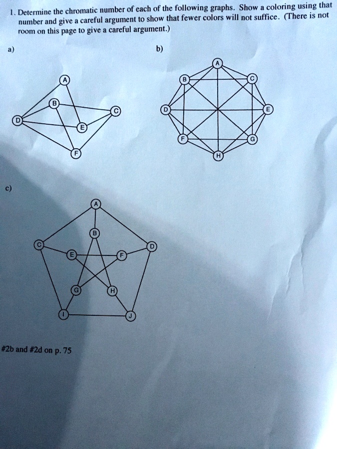SOLVED: 1. Determine the chromatic number of each of the following graphs. Show a coloring using ...
