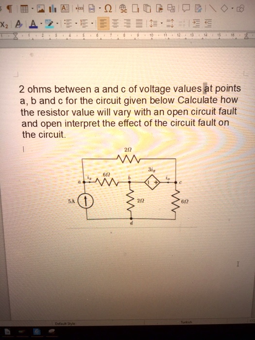 2 ohms between a and c of voltage values at points a, b and c for the circuit given below ...