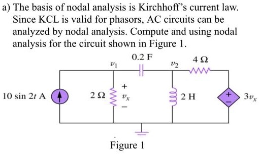 a) The basis of nodal analysis is Kirchhoff's current law. Since KCL is ...