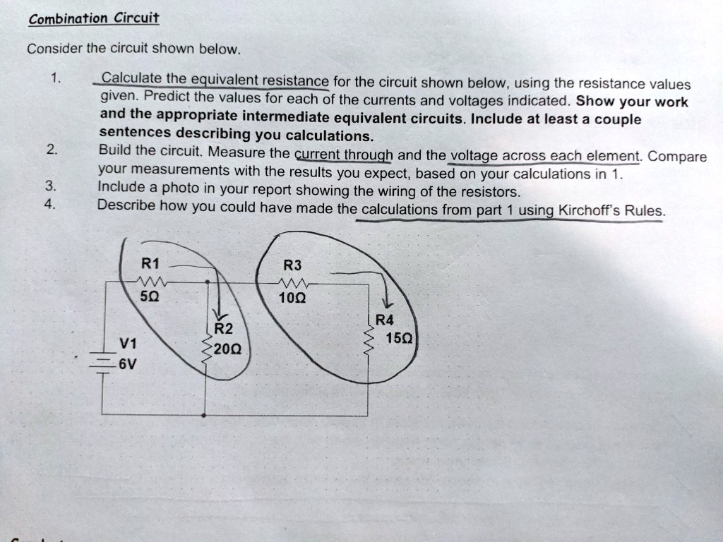 SOLVED: CombinationCircuit Consider the circuit shown below: Calculate the equivalent resistance ...