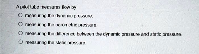 A pitot tube measures flow by measuring the dynamic pressure. measuring ...