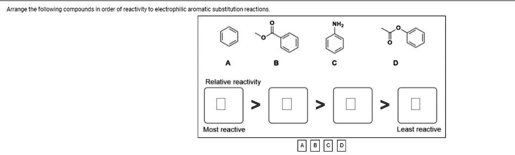 Solved Arrange The Following Compounds Order Of Reactivity To Lectrophilic Aromatic