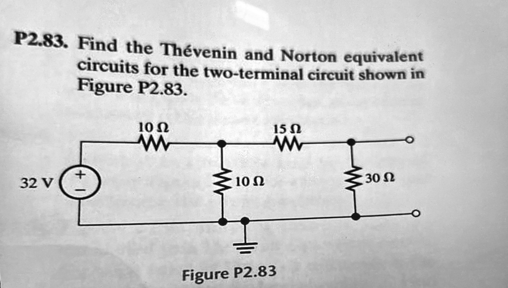 P2.83. Find the Thévenin and Norton equivalent circuits for the two-terminal circuit shown in ...
