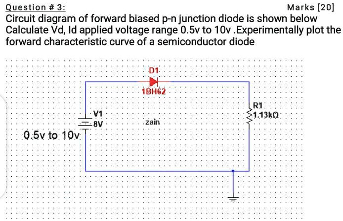 SOLVED: Question #3: Marks [20] Circuit diagram of forward biased p-n junction diode is shown ...