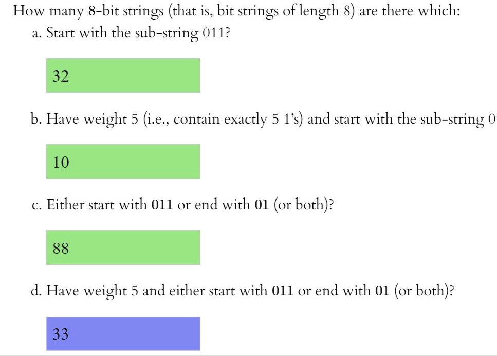 How Many 8 Bit Strings That Is Bit Strings Of Length 8 Are There Which A Start With The Sub