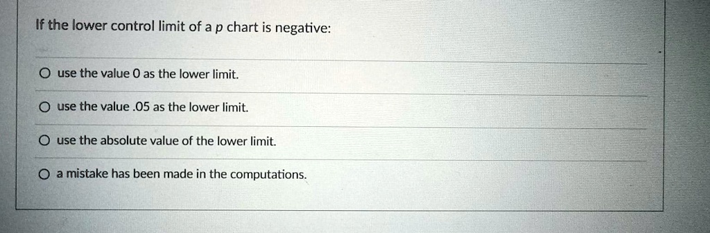if the lower control limit of a p chart is negative use the value 0 as ...