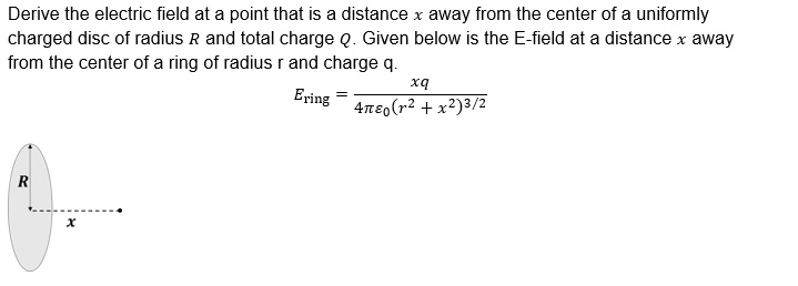 derive the electric field at a point that is a distance x away from the ...