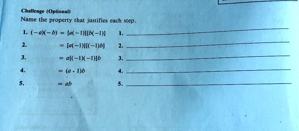 Solved Challenge Optional Name The Property That Justifies Each Step 1 A B A 1h B