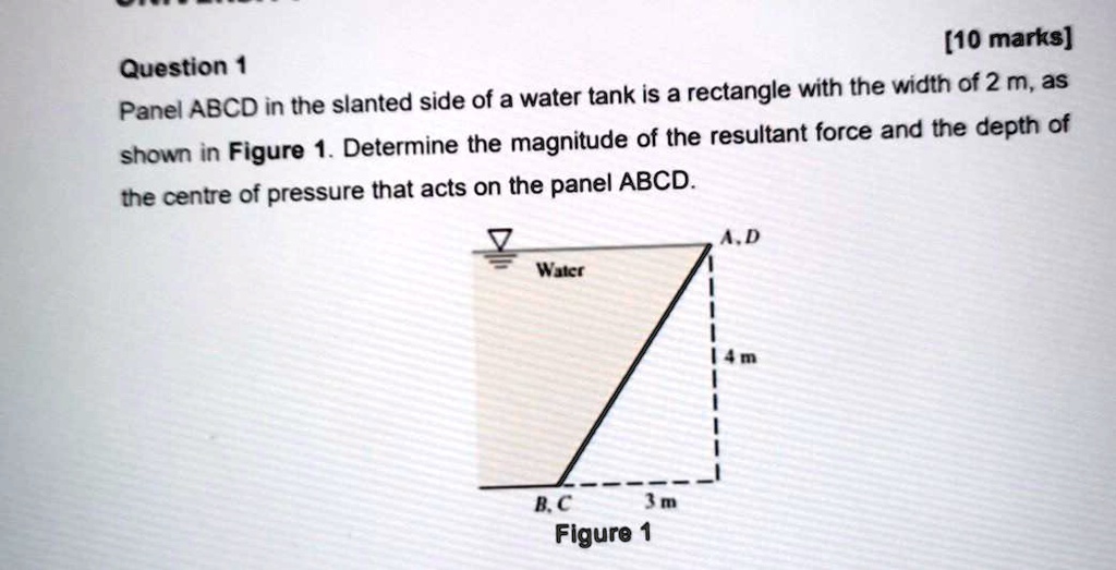 SOLVED: Question 1: Panel ABCD on the slanted side of a water tank is a ...