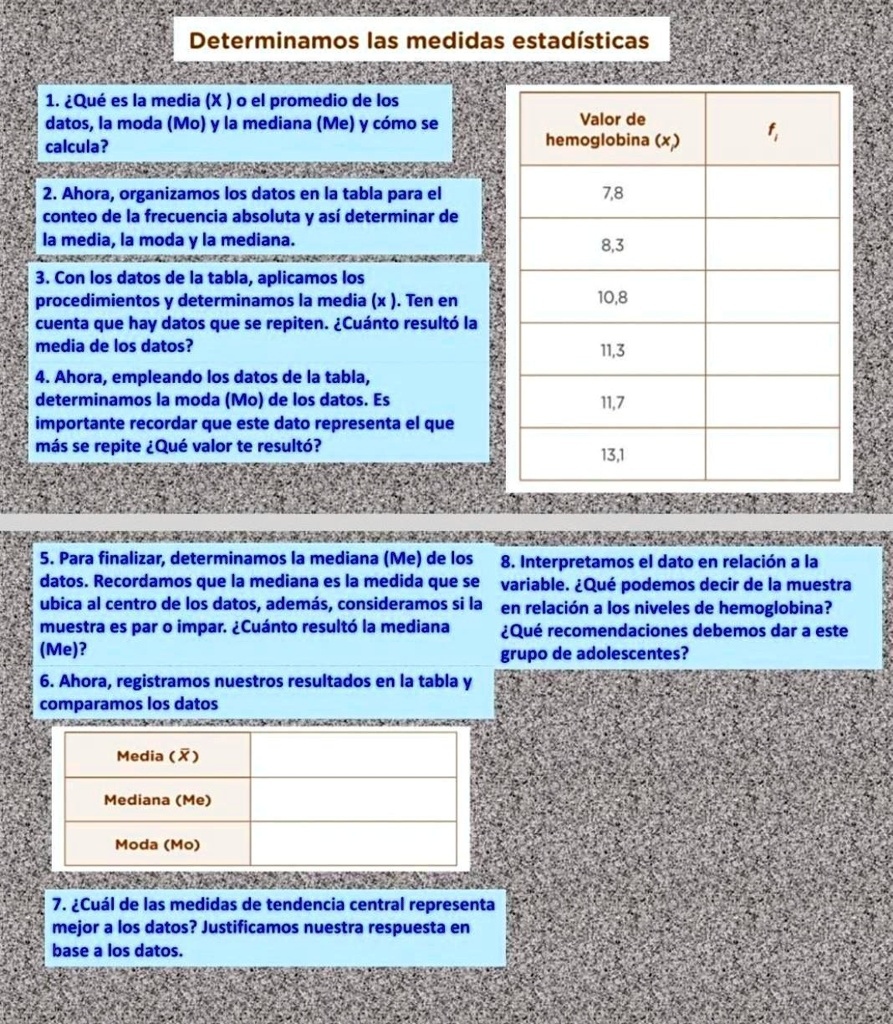 SOLVED: ayuda con esta tarea Determinamos las medidas estadísticas 1 ...