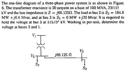 SOLVED: The one-line diagram of a three-phase power system is as shown in Figure 6. The ...