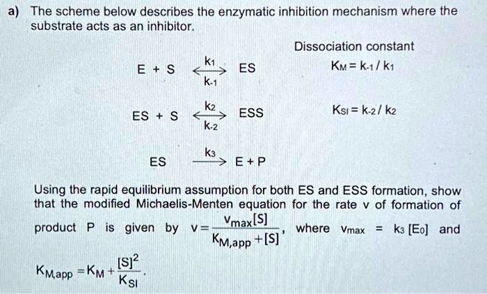 SOLVED: The scheme below describes the enzymatic inhibition mechanism ...