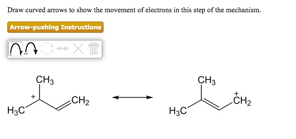 SOLVED: Draw curved arrows to show the movement of electrons in this step of the mechanism ...