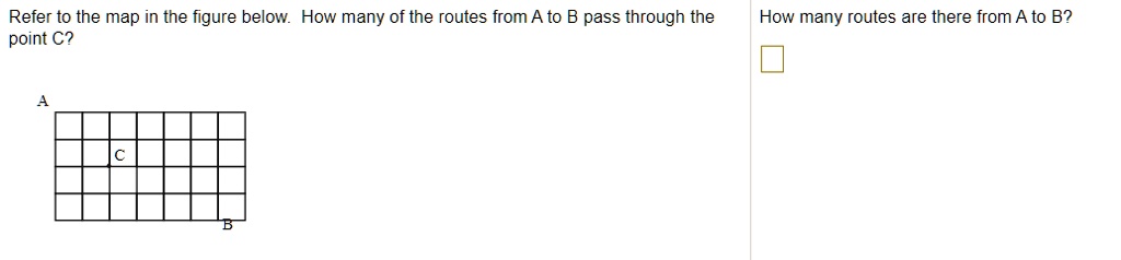Refer to the map in the figure below. How many of the routes from A to ...