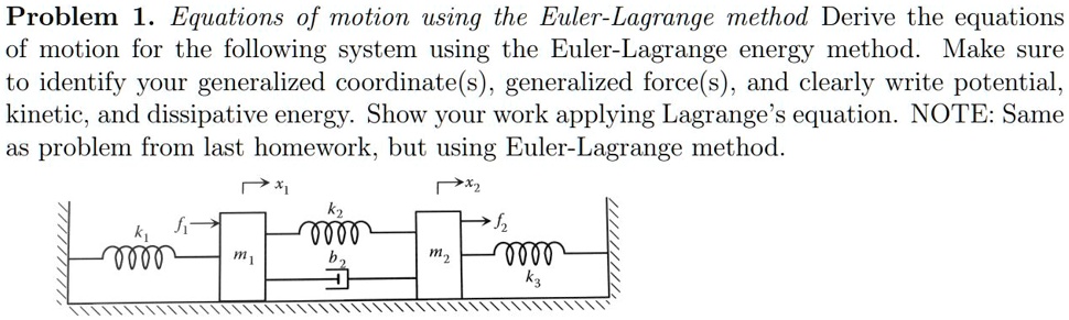 SOLVED: Problem 1. Equations of motion using the Euler-Lagrange method Derive the equations of ...