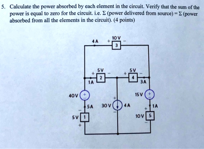 5. Calculate the power absorbed by each element in the circuit. Verify ...