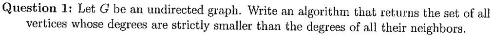 SOLVED: Question 1: Let G be an undirected graph. Write an algorithm that returns the set of all ...