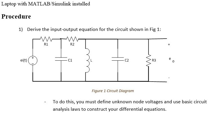 Laptop with MATLAB/Simulink installed Procedure 1) Derive the input ...