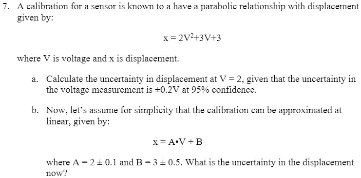 SOLVED: "A calibration for sensor is known to a have a parabolic ...