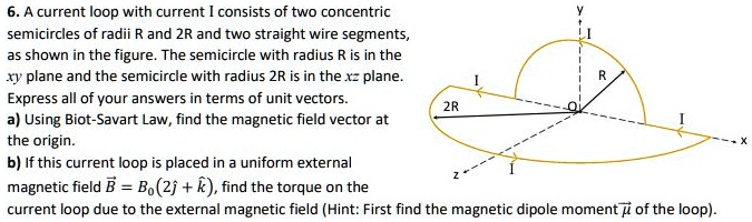 SOLVED: current oop with current consists Of two concentric semicircles of radii and ZR and two ...