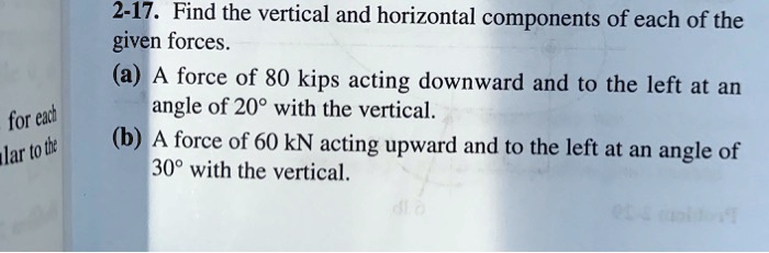 2 17 find the vertical and horizontal components of each of the given ...