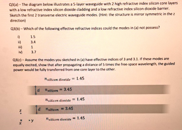 q3a the diagram below illustrates a 5 layer waveguide with 2 high ...