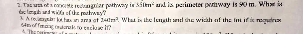 2. The area of a concrete rectangular pathway is 350m² and its ...