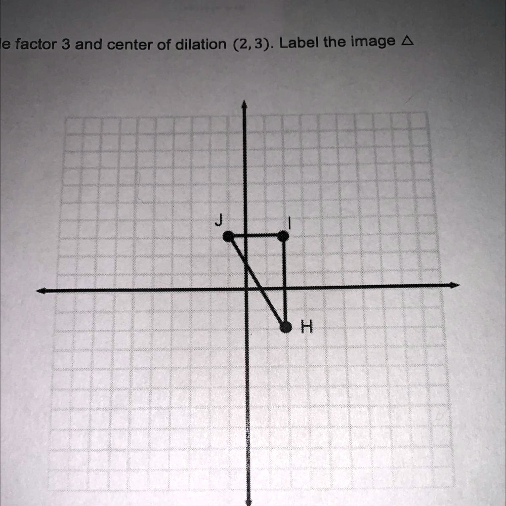De factor 3 and center of dilation (2, 3). Label the image Δ