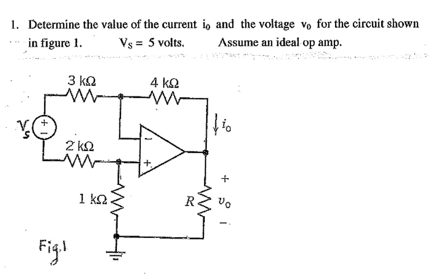 1. Determine the value of the current io and the voltage vo for the circuit shown in figure 1 ...