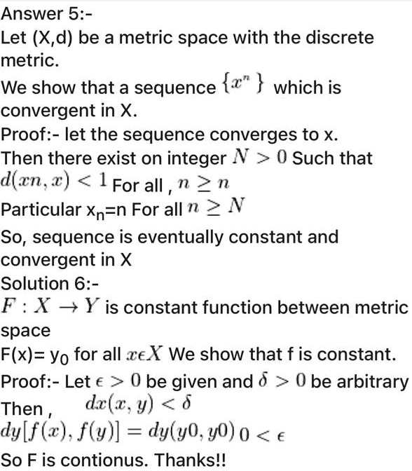 answer 5 let xd be a metric space with the discrete metric we show that a sequence z which is ...