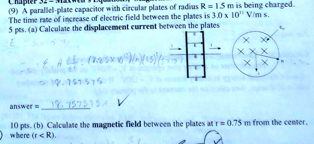 SOLVED: Chapter 3: Mid parallel-plate capacitor with circular plates of ...