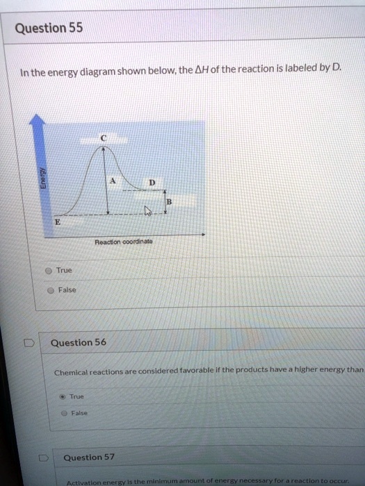 SOLVED: Question 55 In the energy diagram shown below;the AHof the ...