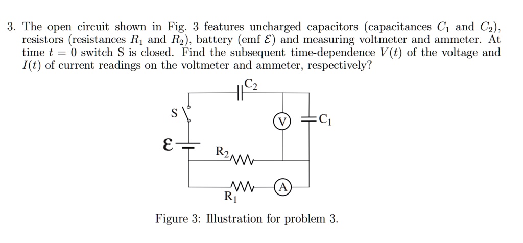 SOLVED: The open circuit shown in Fig. 3 features uncharged capacitors ...