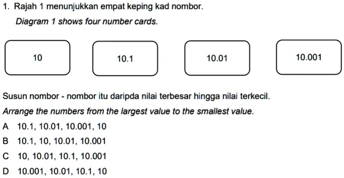 1 rajah menunjukkan empat keping kad nombor diagram shows four number ...