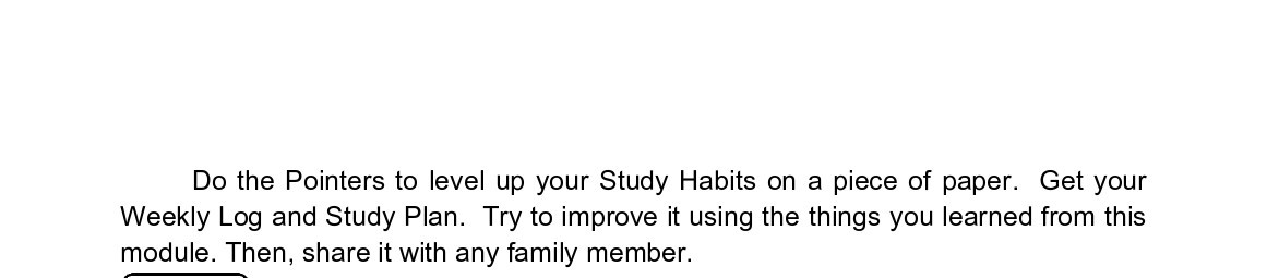 SOLVED: Do the Pointers to level up your Study Habits on a piece of ...