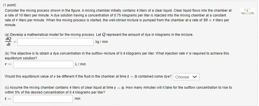 SOLVED: point) Consider the mixing process shown in the figure A mixing ...