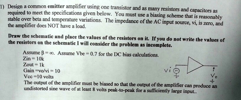 SOLVED: 1 stable over beta and temperature variations. The impedance of the AC input source, vi ...