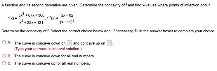 SOLVED: A function and its second derivative are given: Determine the ...