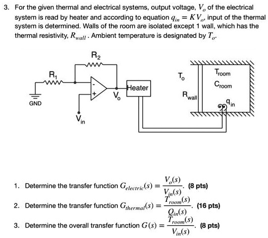 3. For the given thermal and electrical systems, output voltage, Vo of ...