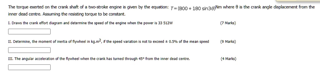 SOLVED: The torque exerted on the crankshaft of a two-stroke engine is ...