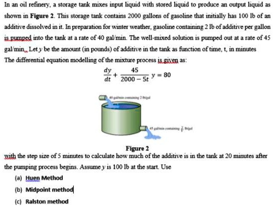 SOLVED: In an oil refinery, a storage tank mixes input liquid with ...