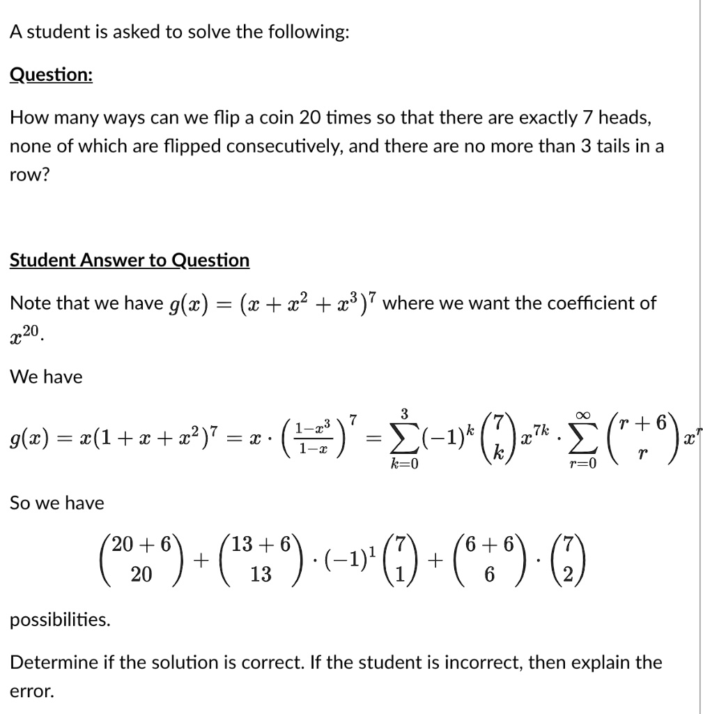 SOLVED: A student is asked to solve the following: Question: How many ...