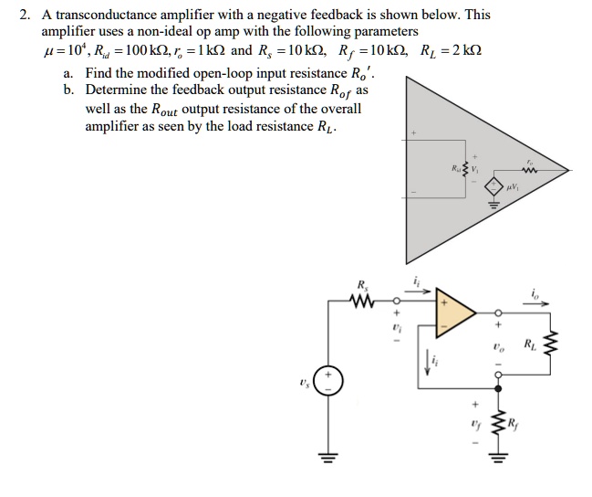 SOLVED: A transconductance amplifier with negative feedback is shown ...