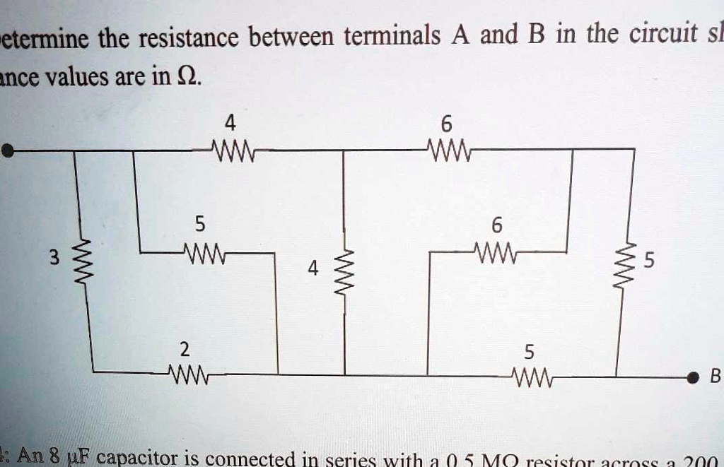 etermine the resistance between terminals A and B in the circuit shown ...