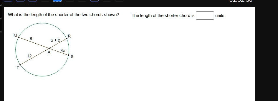 'help !!!! What is the length of the shorter of the two chords shown ...