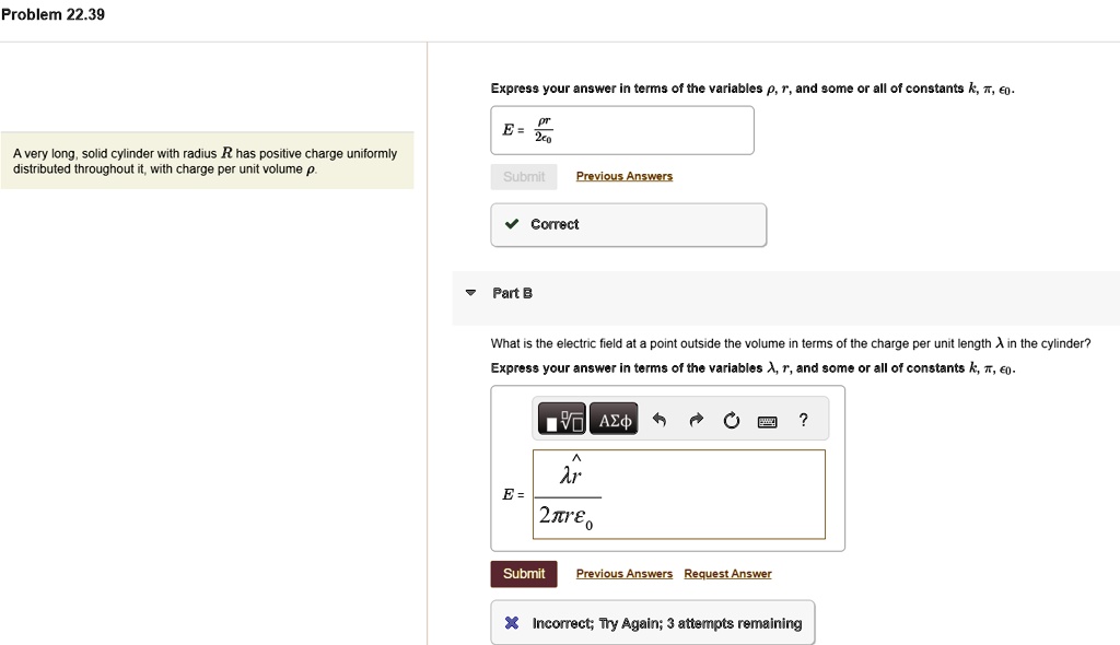 SOLVED: A very long, solid cylinder with radius R has positive charge ...
